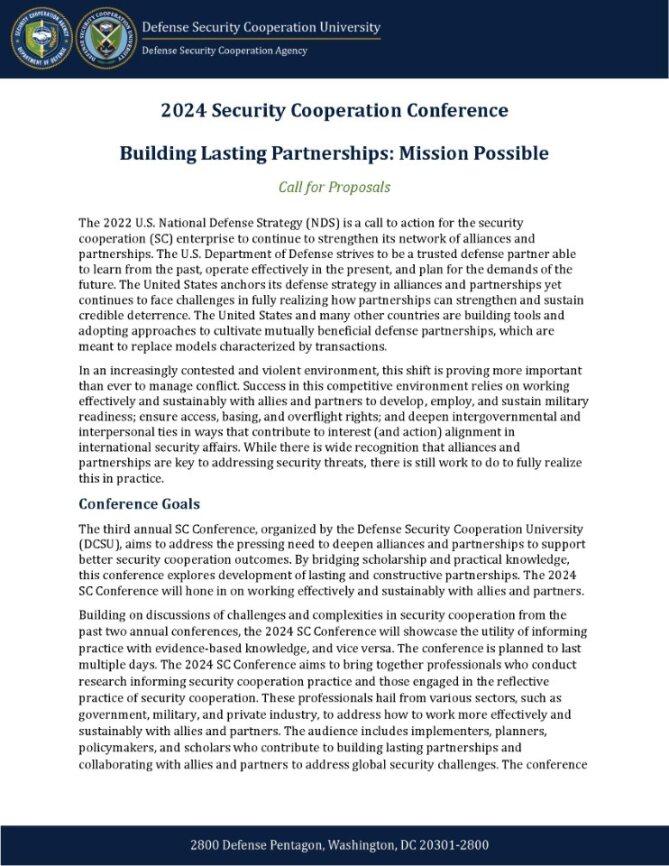 2024 Security Cooperation Conference: Building Lasting Partnerships ...